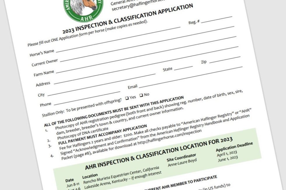 Fall Inspection Enrollment Deadline – American Haflinger Registry